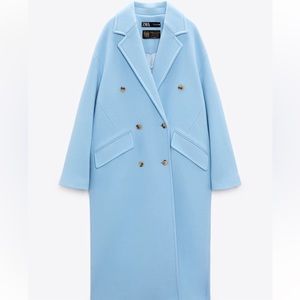 Zara | Jackets & Coats | Rare Zara Wool Oversized Coat Blue | Poshmark